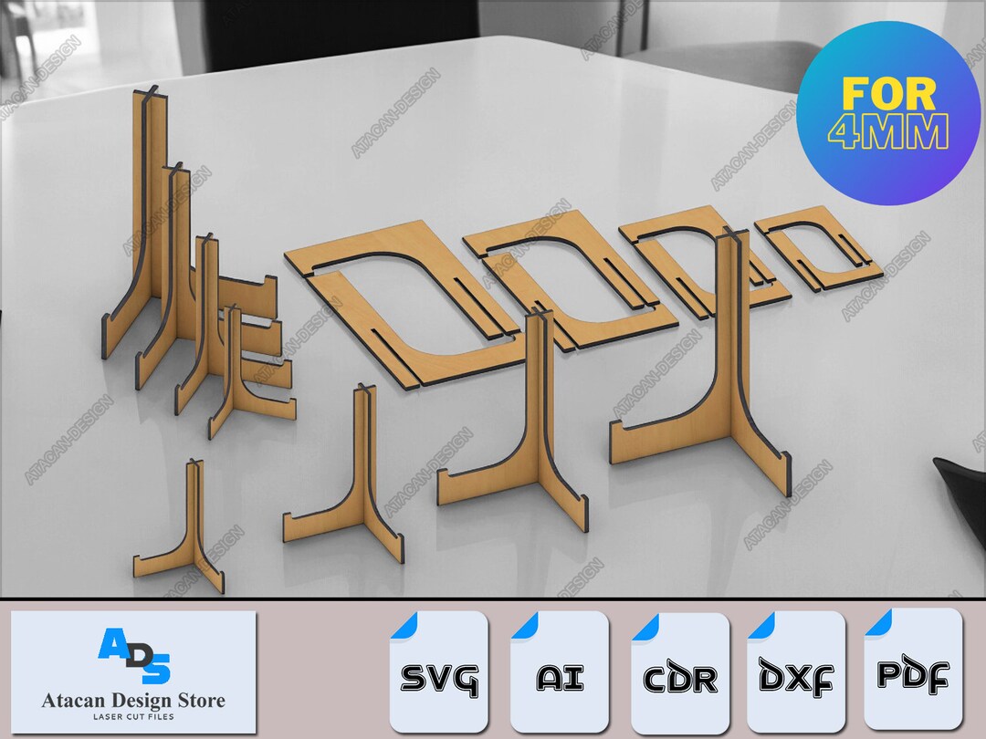 Versatile Laser Cut Easel Stand Files for Art Displays Suitable for 4mm ...