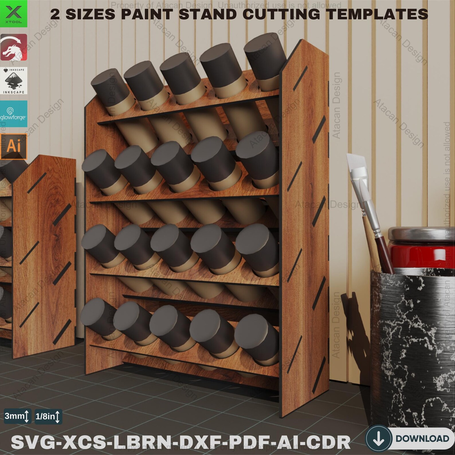 Laser Cut Paint Bottle Rack - 2 Sizes - Wood Files,diy Laser Cut Paint ...