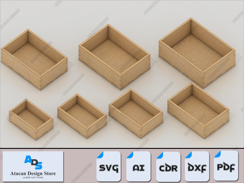 Laser Cut Box Bundle - 1/4 Inch Wood Box Templates for DIY Projects 490 ...