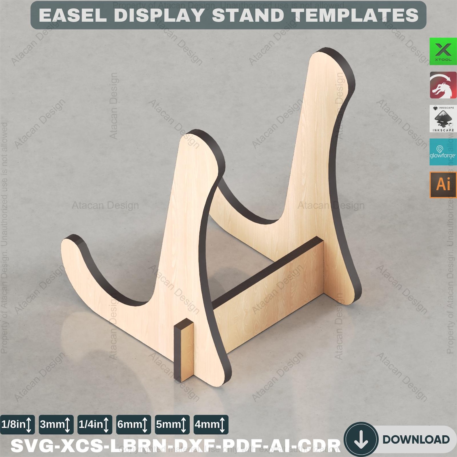 Easel Display Svg DXF Plate Stand Laser Cut Files / Easel Holder Svg ...