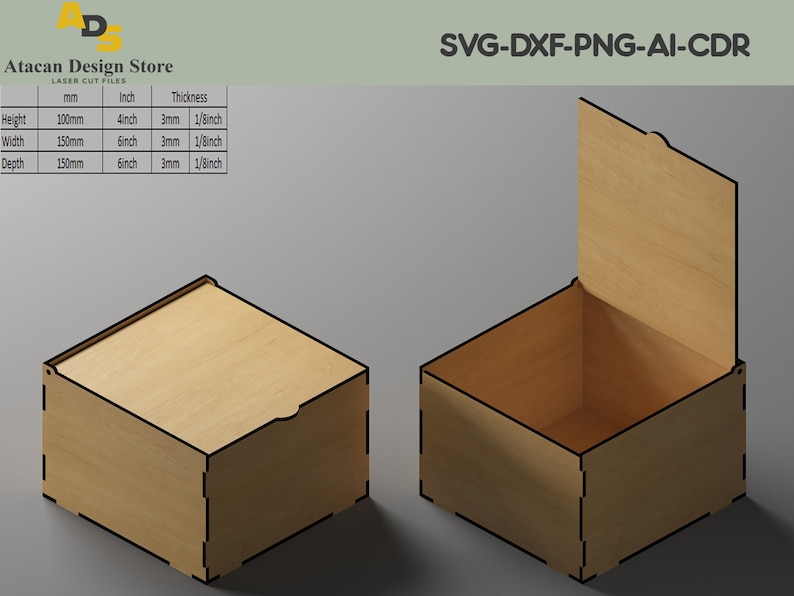 Laser Cut Box With Flip up Lid / Storage Box Bundle / SVG DXF - Etsy