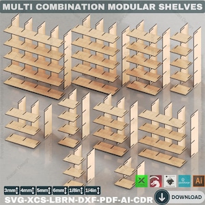 Multi Combination Modular Shelves Laser File - Customizable Wood ...
