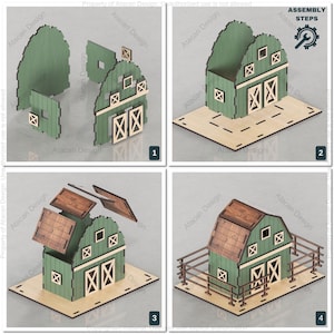 Laser Cut Barn Pattern Miniature Farm Village,nativity Scene Add-on ...