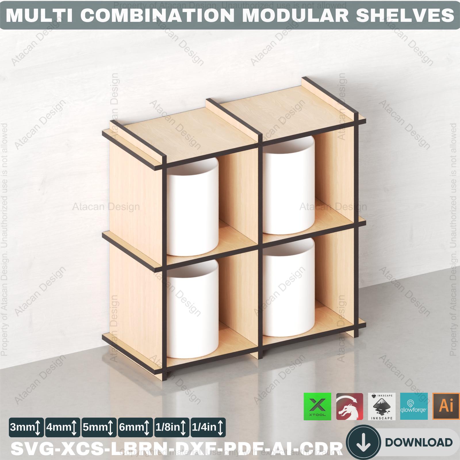 Multi Combination Modular Shelves Laser File - Customizable Wood ...
