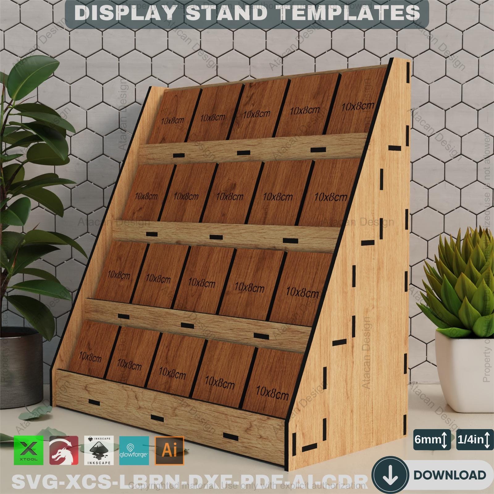 Laser Cut Retail Display Stand - 4 Tier Market Shelves - Digital Files ...