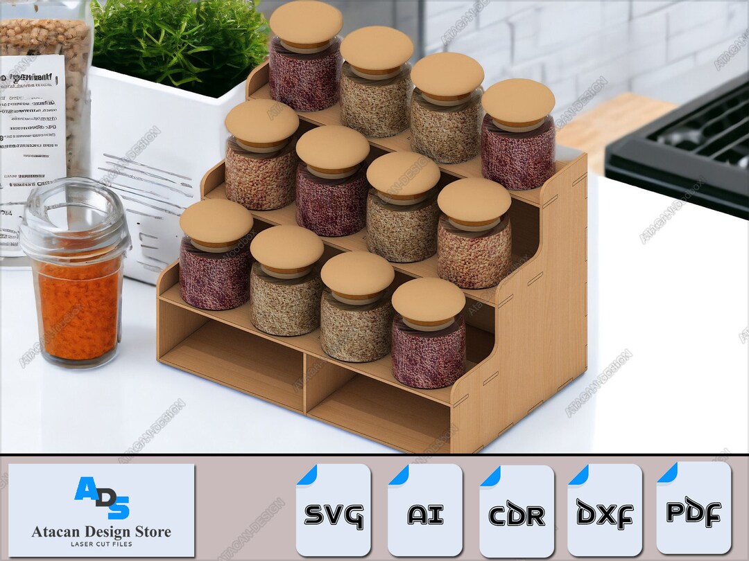 Legant Wooden Spice Rack - Laser Cut DIY Display Stand 525 - Etsy
