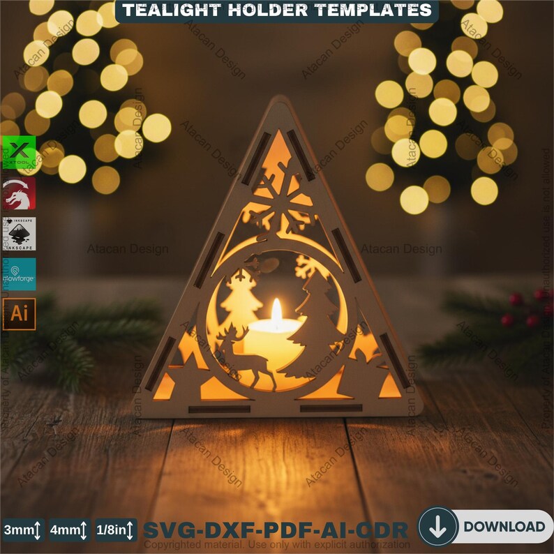 Festive Triangle Lanterns for Laser Cutting – Holiday Snowman Candle ...