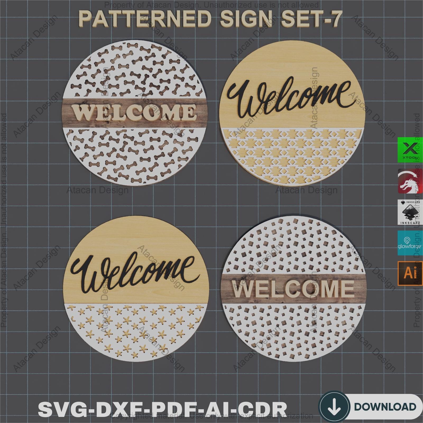 32 Patterned Welcome Sign Set | Laser Cut Door Hanger Bundle | Floral ...