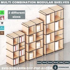 Multi Combination Modular Shelves Laser File - Customizable Wood ...