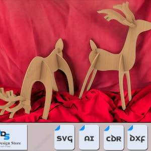 3D Reindeer Laser Cutting Template - Christmas Deer - DIY Wooden Deers ...