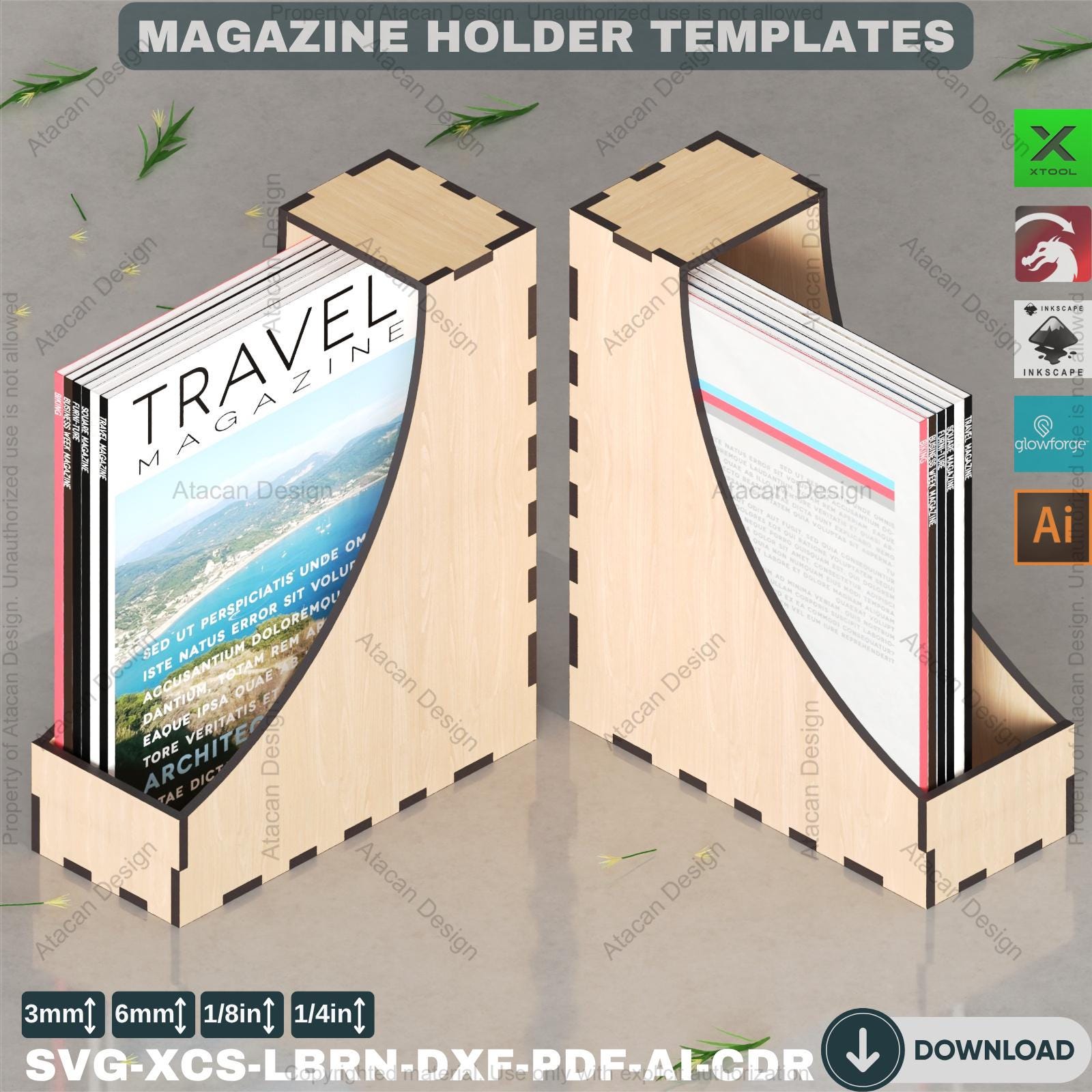 Laser Cut Magazine Holder Plan Modern Desk Organizer File Storage ...