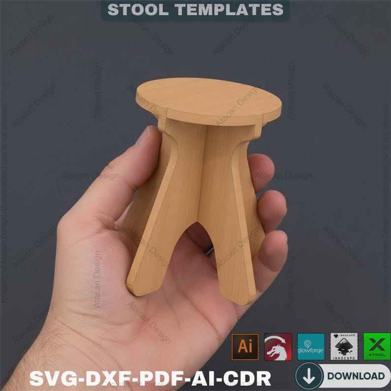 DIY Stool Laser Cut Files - Perfect for Creating Custom Wooden Chairs ...