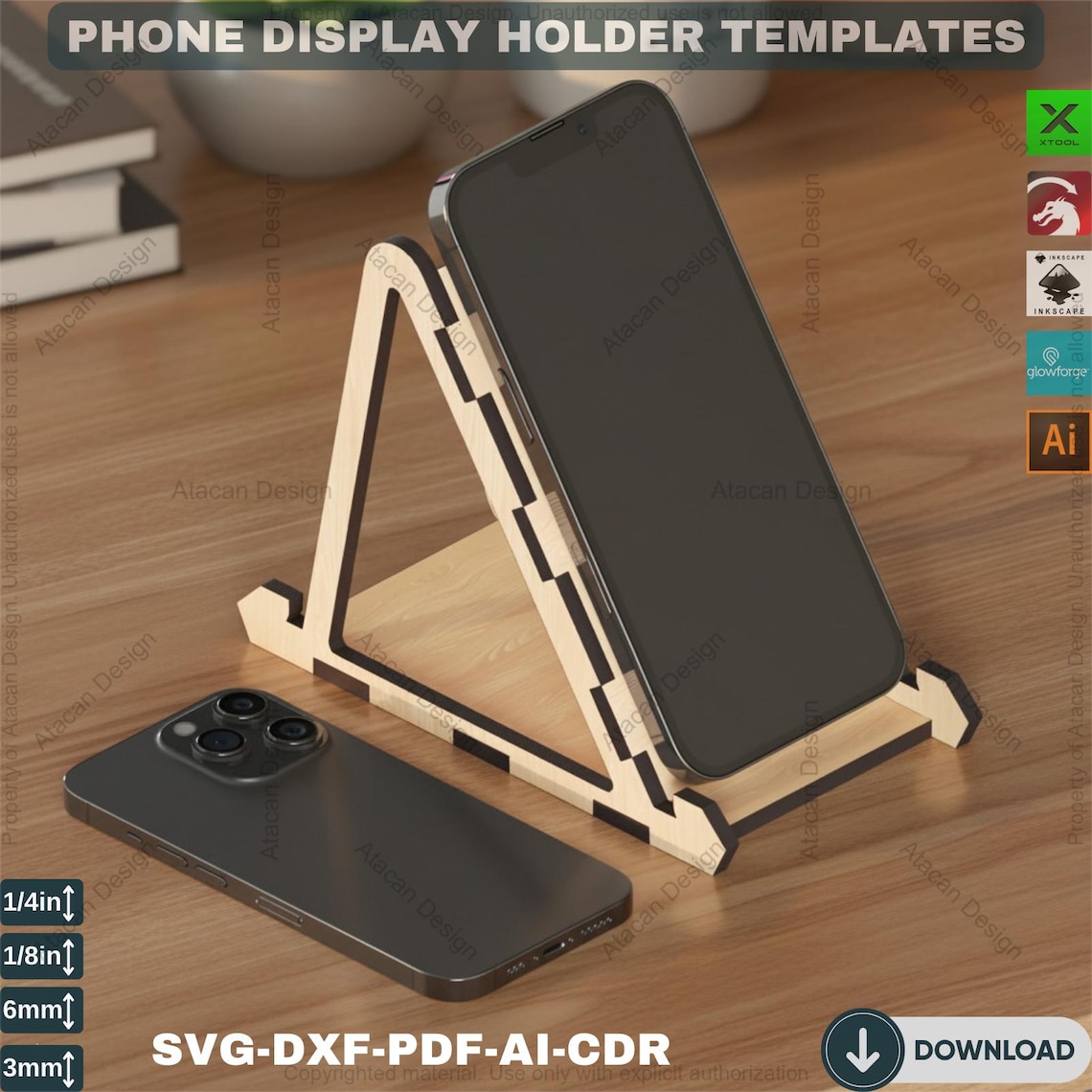 Laser Cut Phone Stand Plan,wooden Phone Stand Laser Plan Modern Cell ...
