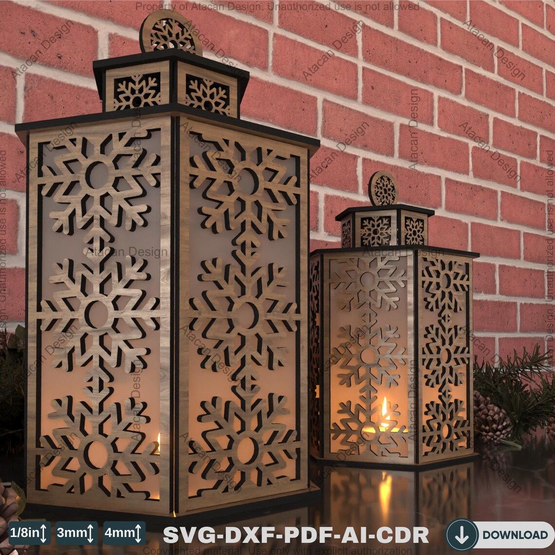 Laser Cut Snowflake Lantern Design | Beautiful Christmas Table Light ...