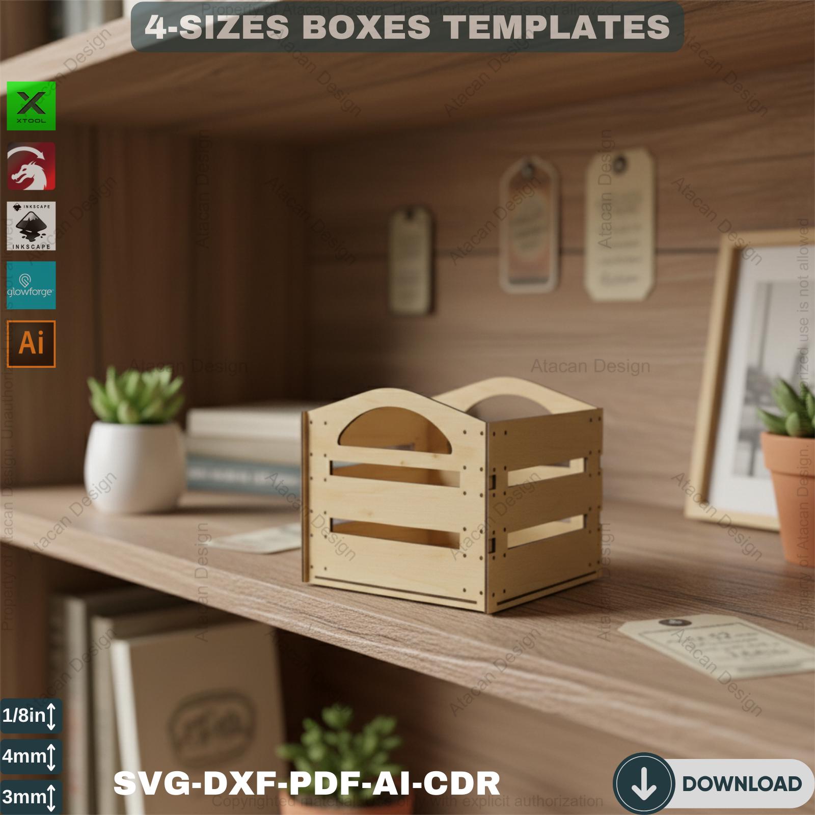 Wooden Storage Boxes SVG Laser Cut Files, Decorative Box Template ...