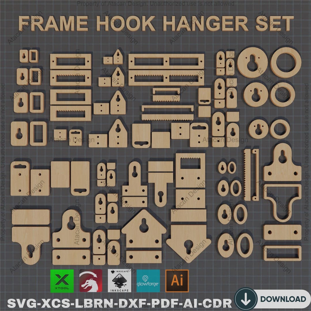 Laser Cut Frame Hanger Set Photo Hanging Template Wall Hook Svg ...