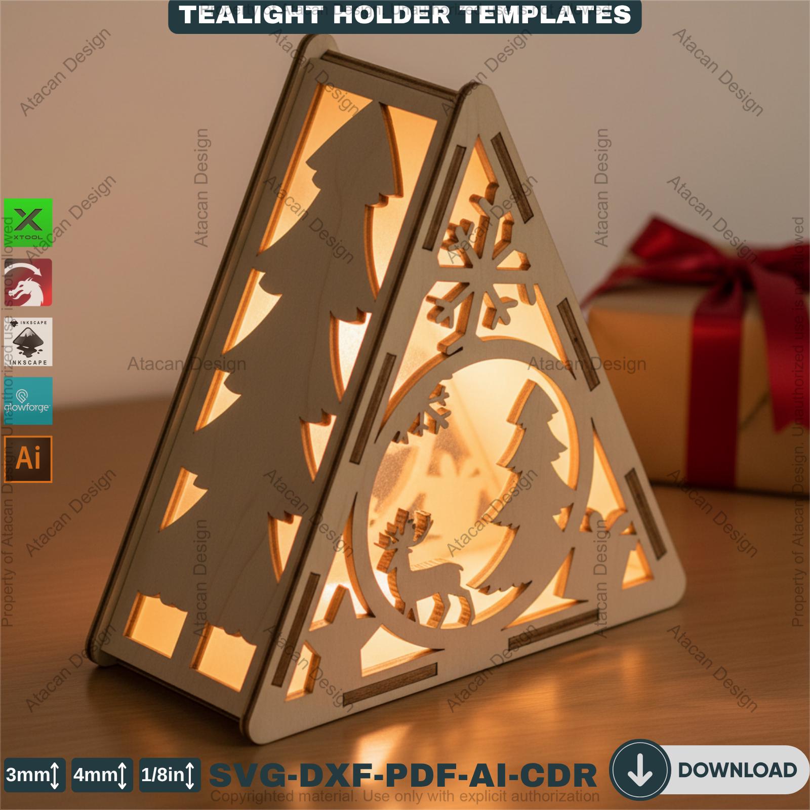 Festive Triangle Lanterns for Laser Cutting – Holiday Snowman Candle ...