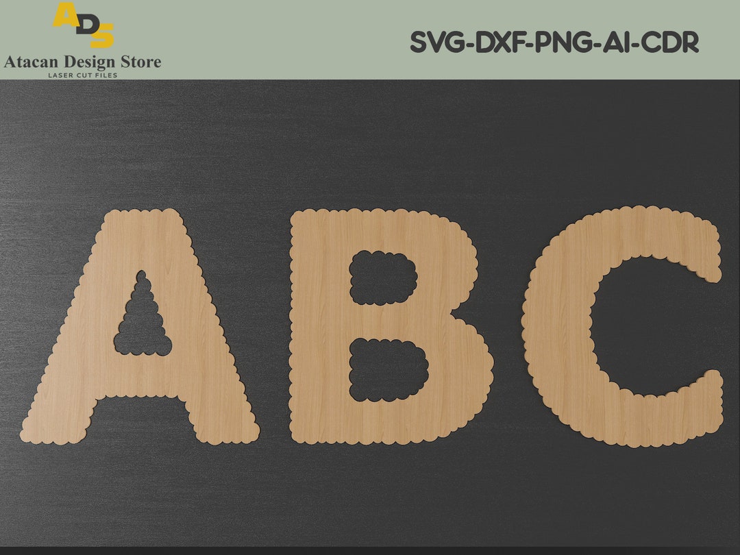 Scallop Alphabet Set / Scallop Letter Shapes / Scalloped Cutting Files ...