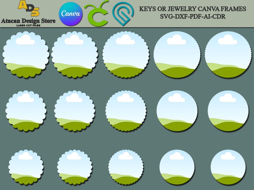 Scallop Circle Canva Frames / Scallop Mockup for Canva / Scallop Tag ...