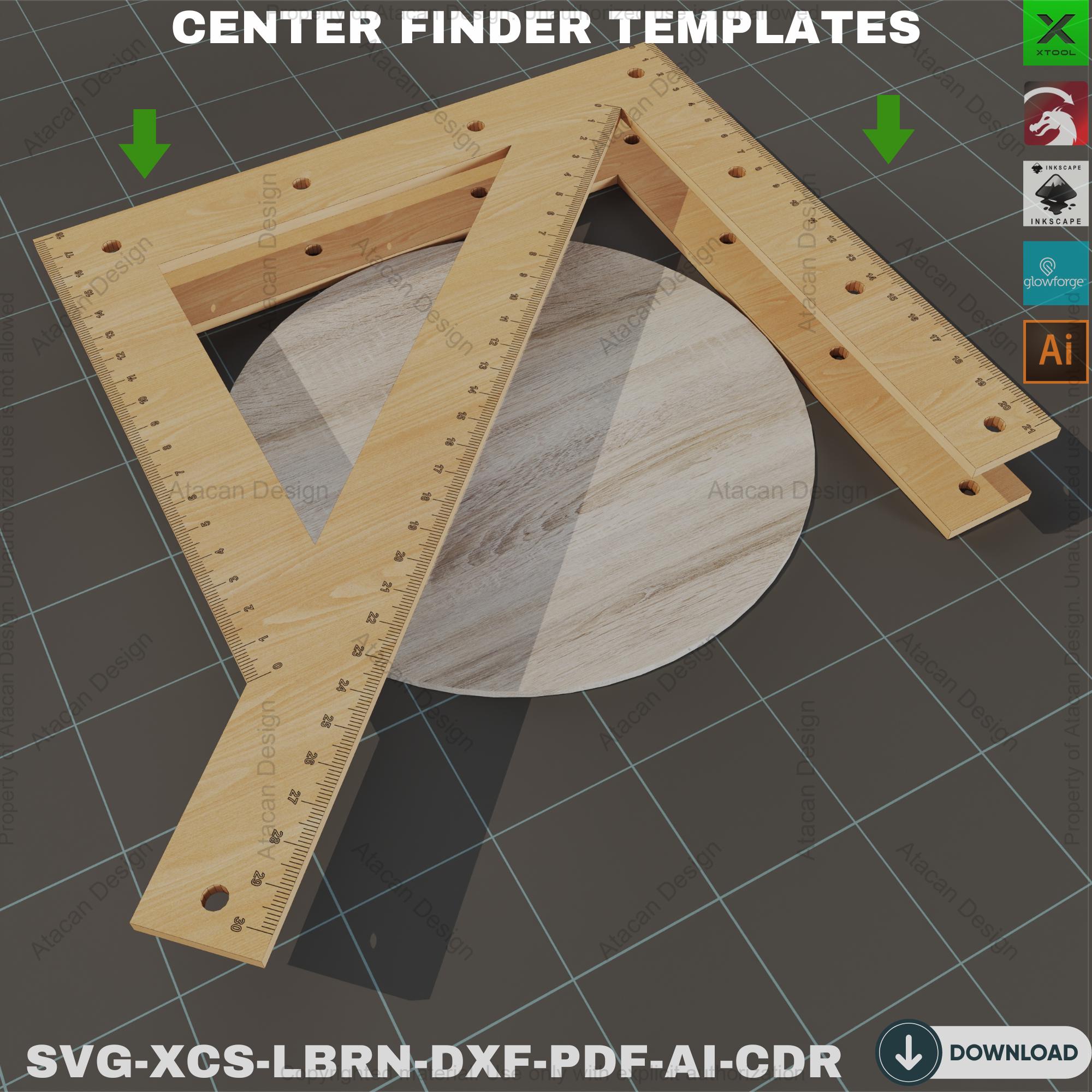 Laser Cut Center Finder Jig - Wood Template Files,cross Ruler Tool ...
