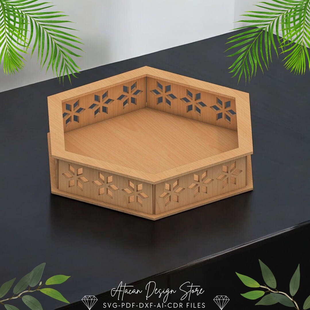 Hexagon Serving Tray - Laser Cut Design for Custom Wood Trays, Digital ...