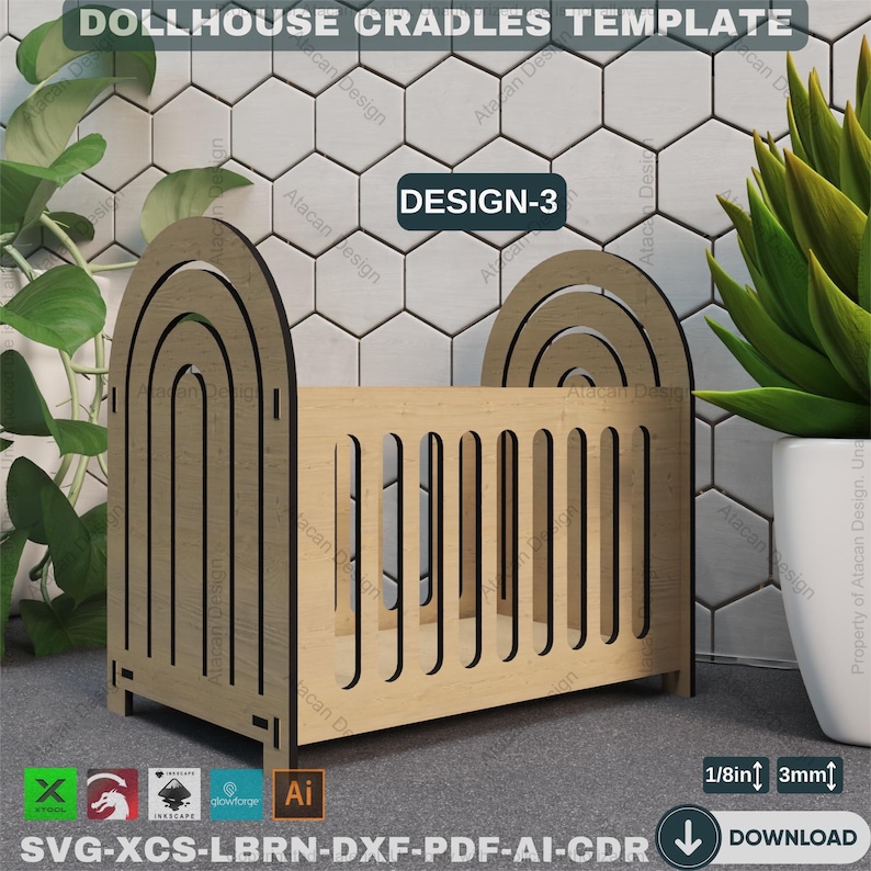 Laser Cut Doll Crib Wooden Dollhouse Furniture Vector Files,dollhouse ...