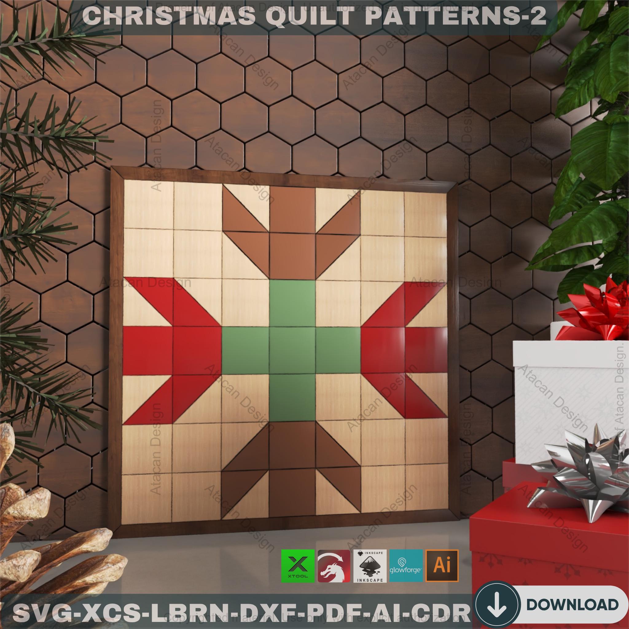 Set of 6 Christmas Quilt Block SVG, Digital Patterns for Laser Cutting ...