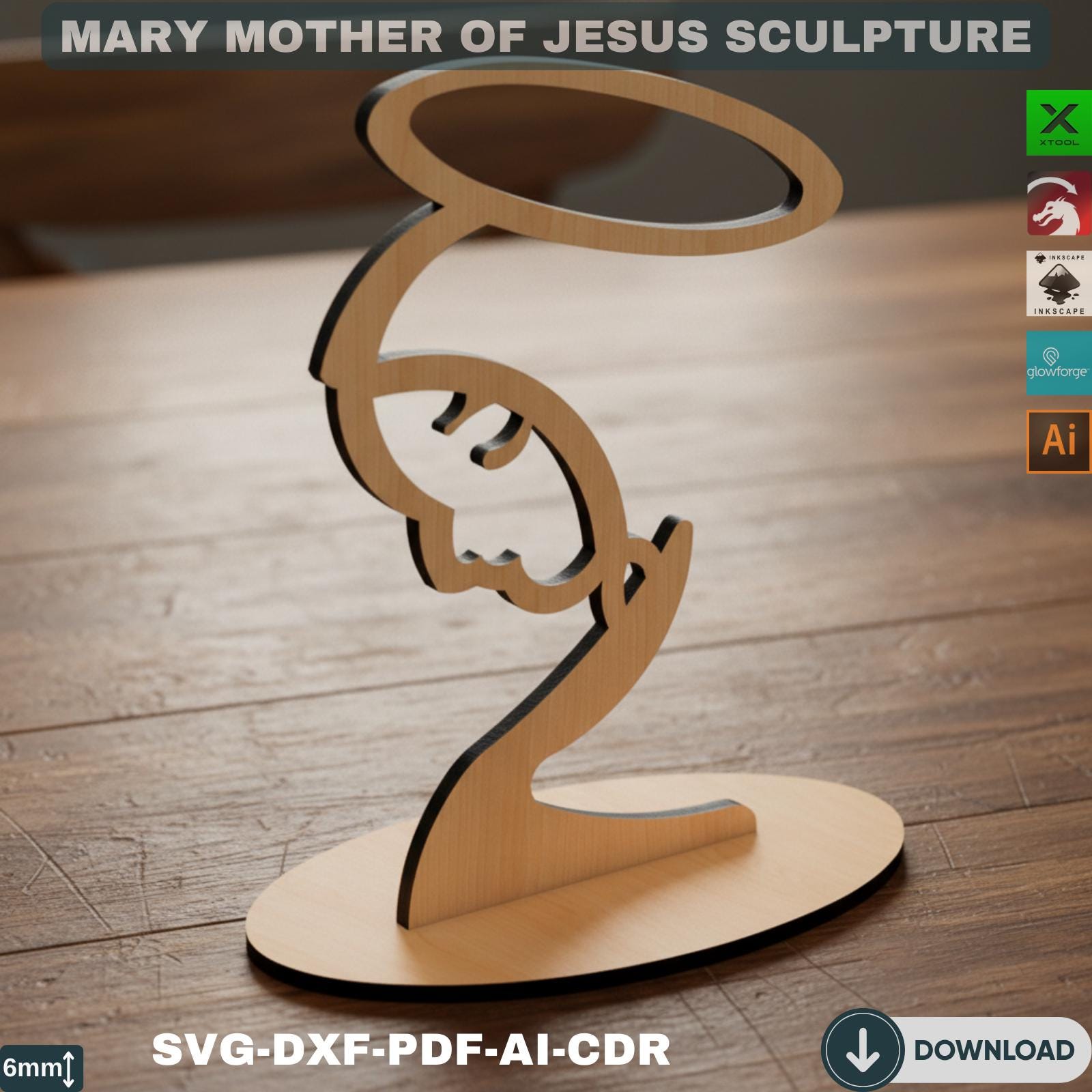 Christian Virgin Mary Tabletop Decor | Laser Cut Mary Mother of Jesus ...