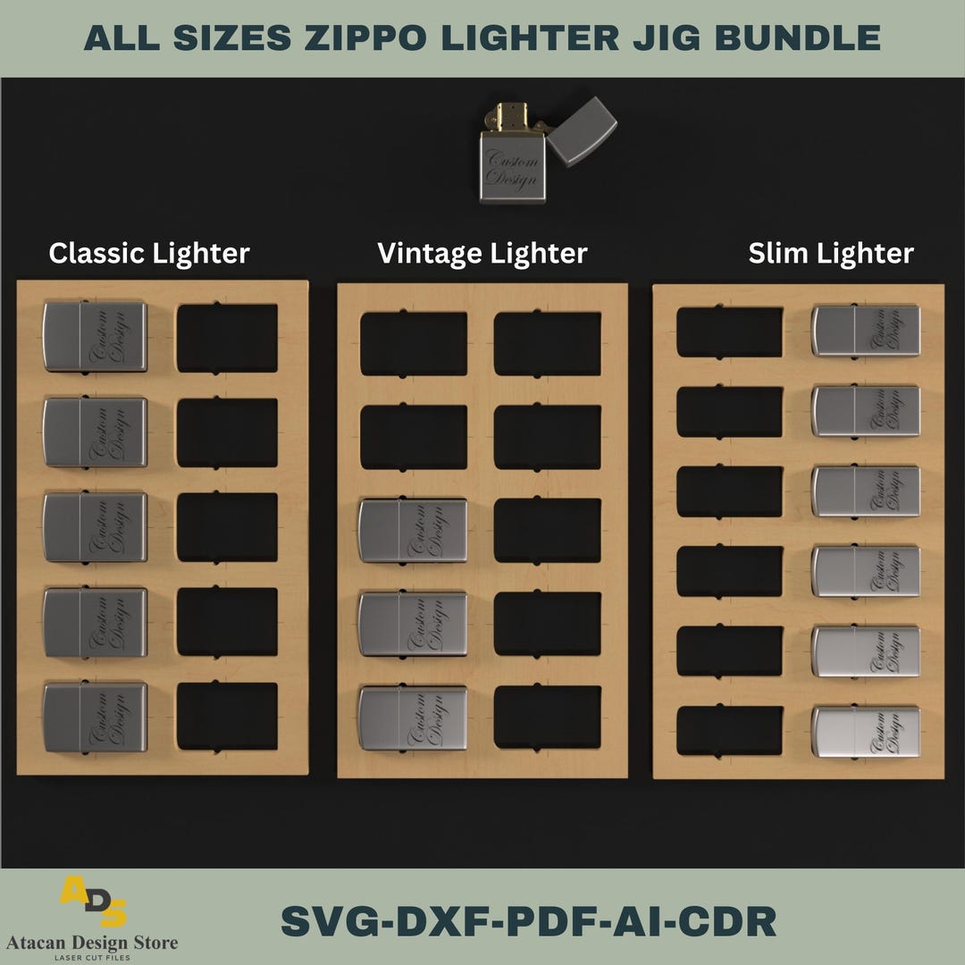 All Sizes Zippo Lighter Jig Bundle for Laser Cutting Perfect Fit for ...