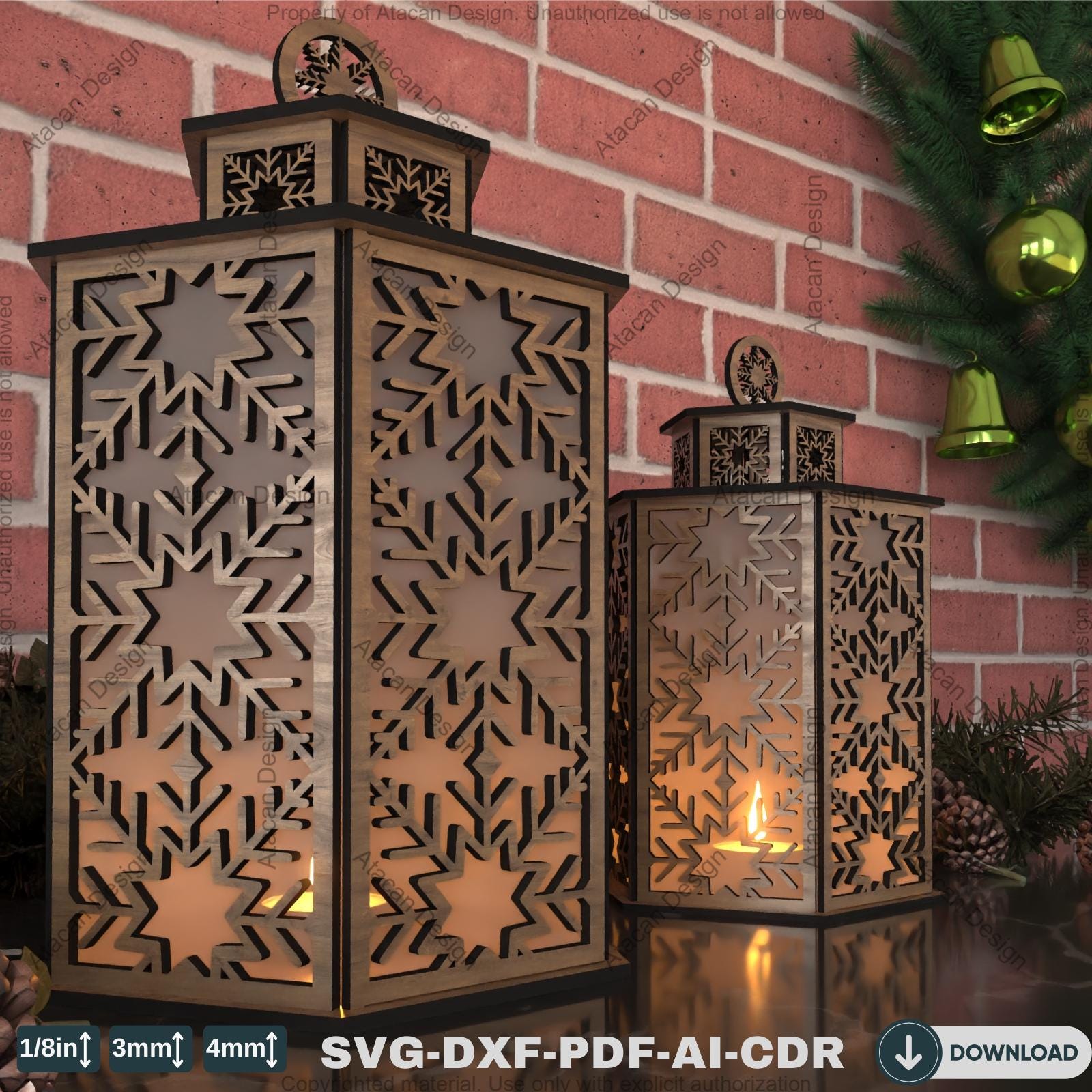 Laser Cut Snowflake Lantern Design | Beautiful Christmas Table Light ...