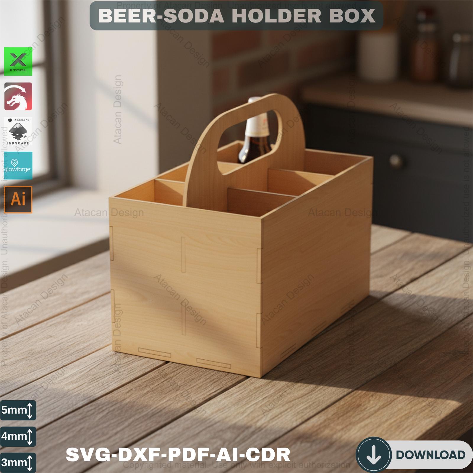 DIY Wooden Beer Crate - Laser Cut Template for Soda and Beer Holder 494 ...