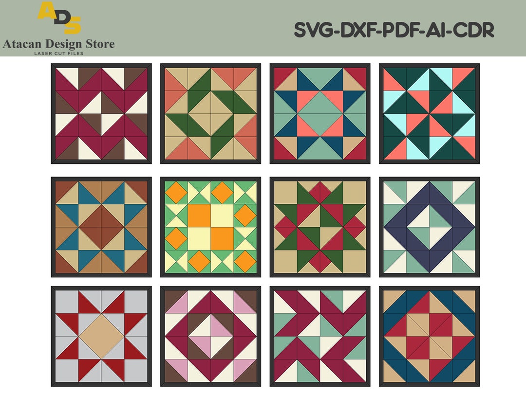 Barn Quilt Blocks - Laser Ready Patterns, Colorful Quilting Plans - Etsy