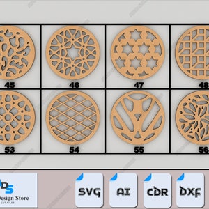 40 Geometric Coaster Bundle - Laser Cut Patterns for DIY Wall Decor ...