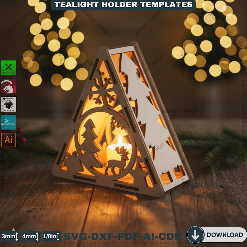 Festive Triangle Lanterns for Laser Cutting – Holiday Snowman Candle ...