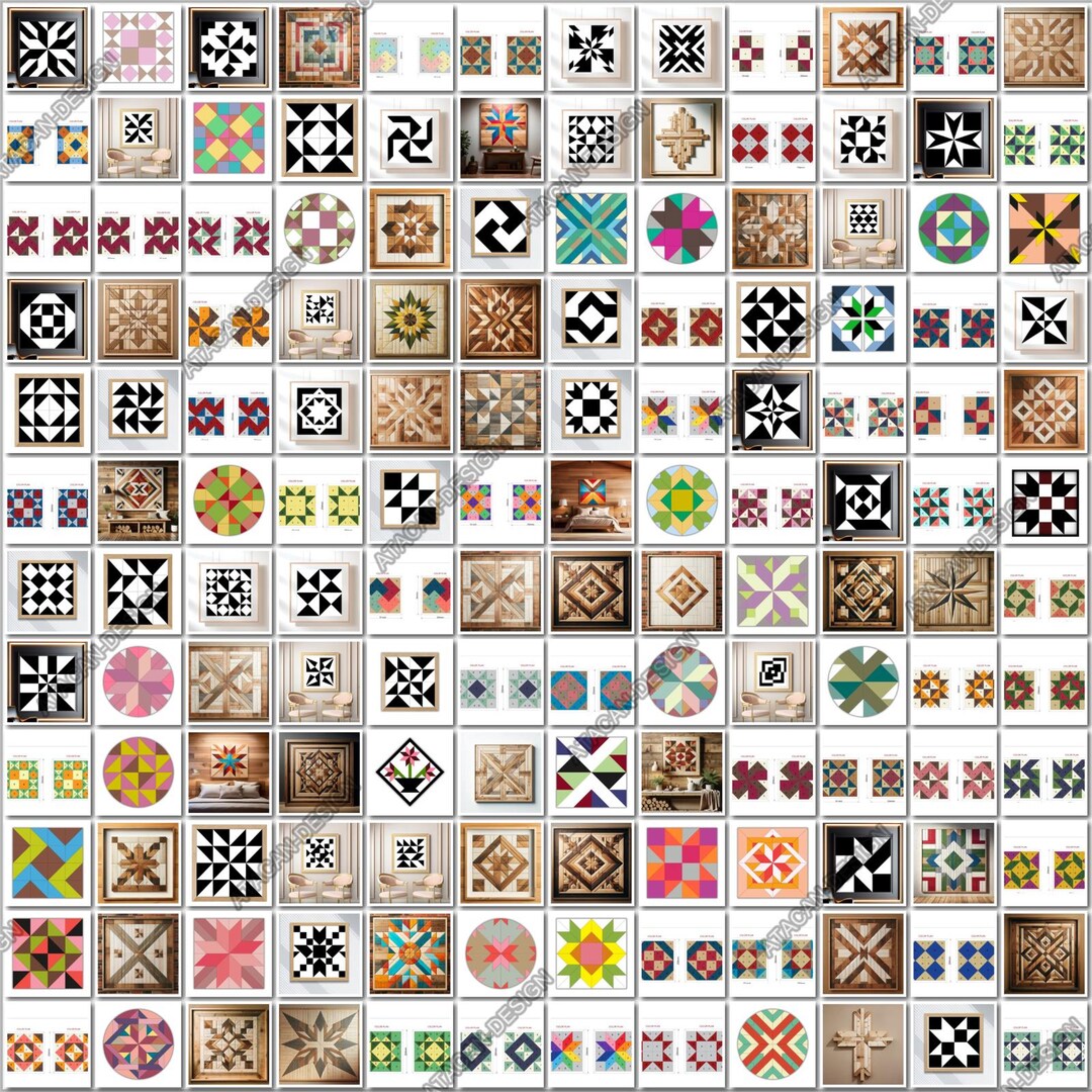 Barn Quilt Mega Bundle - Huge Geometric Farmhouse Patterns - Quilt ...