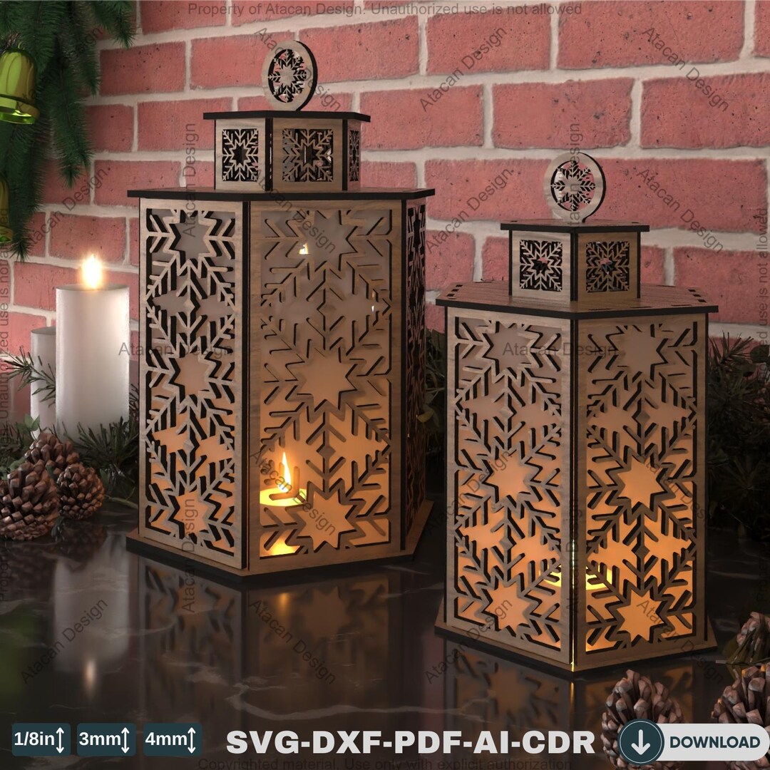Laser Cut Snowflake Lantern Design | Beautiful Christmas Table Light ...