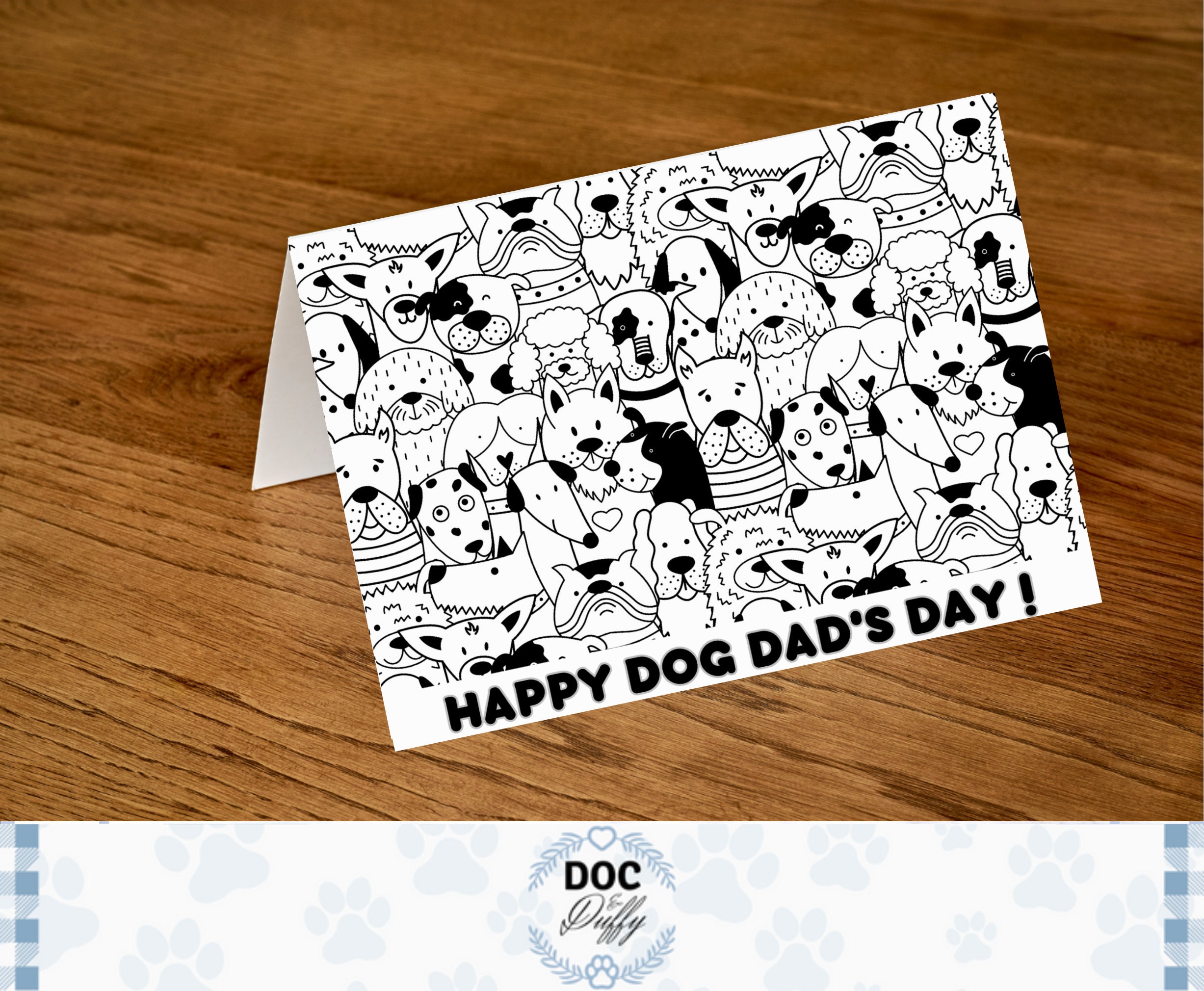 Printable Dog Dad's Day Card, Printable Fathers Day Greeting Cards, Dog ...