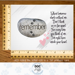 Pet Loss Memory Stone Card, Pet Loss Sympathy Card, Pet Loss Dog Card ...