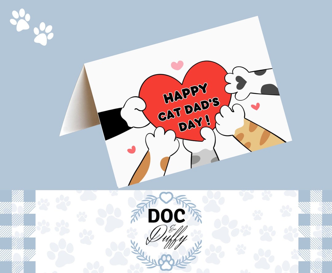 Happy Cat Dad's Day Card From the Cat, Printable Fathers Day Greeting ...