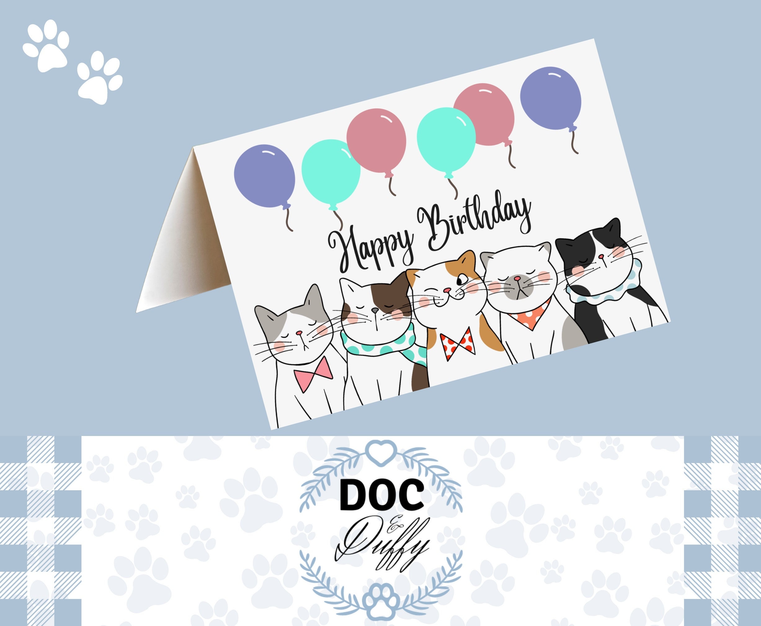 Printable Cat Card Birthday, Funny Cat Card, Cat Lovers Card, Happy ...