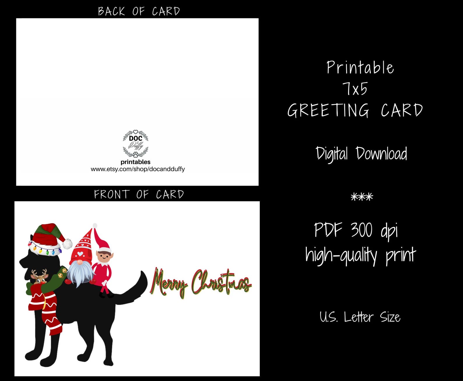 German Shepherd Christmas Card, Holiday Dog Lovers (PDF) - Etsy