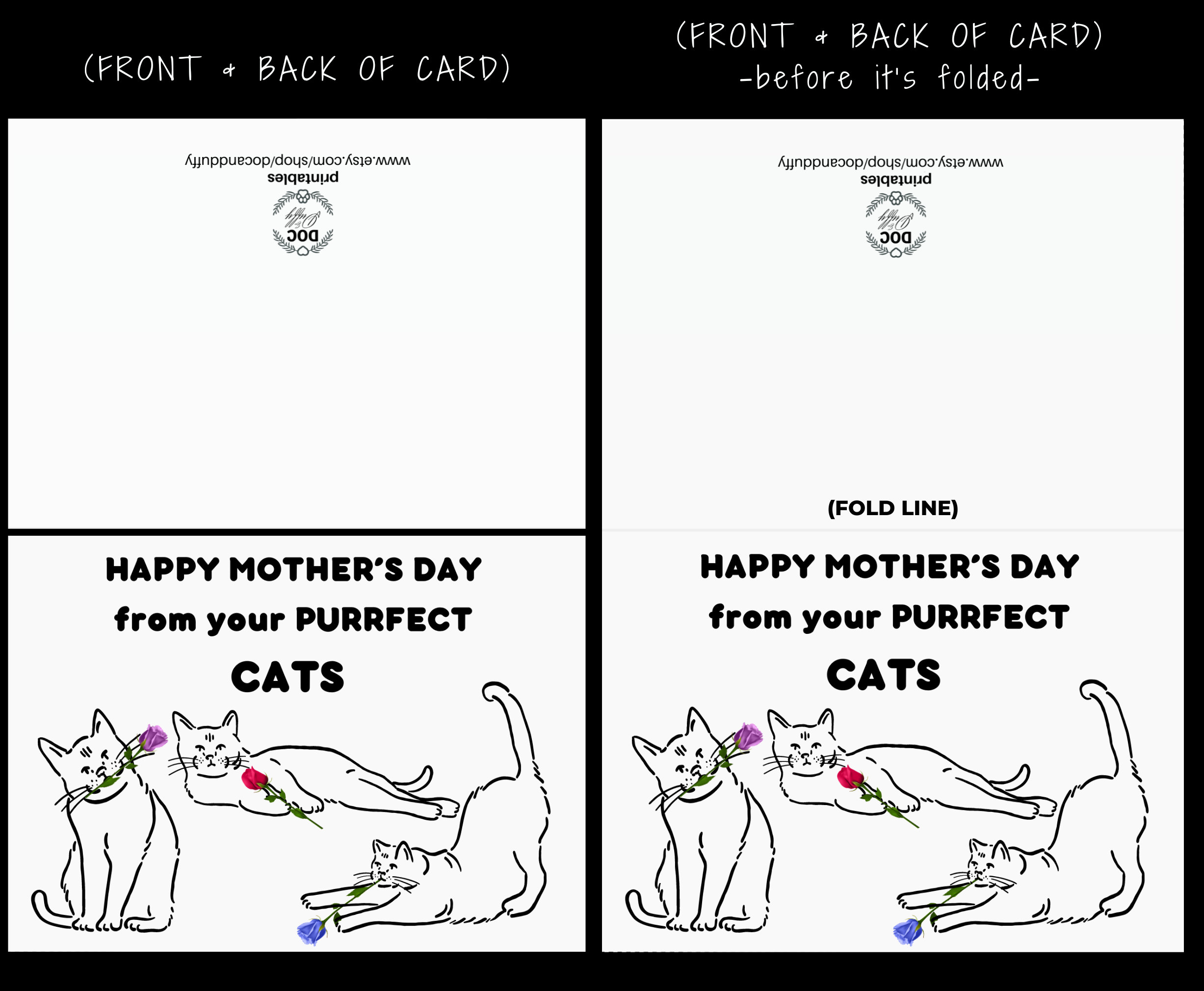 Happy Mother's Day From the Cats Card, Printable Mothers Day Greeting ...