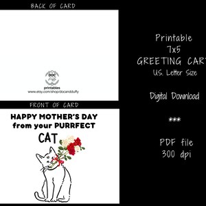 Mother's Day Card From the Cat, Printable Mothers Day Greeting Card ...