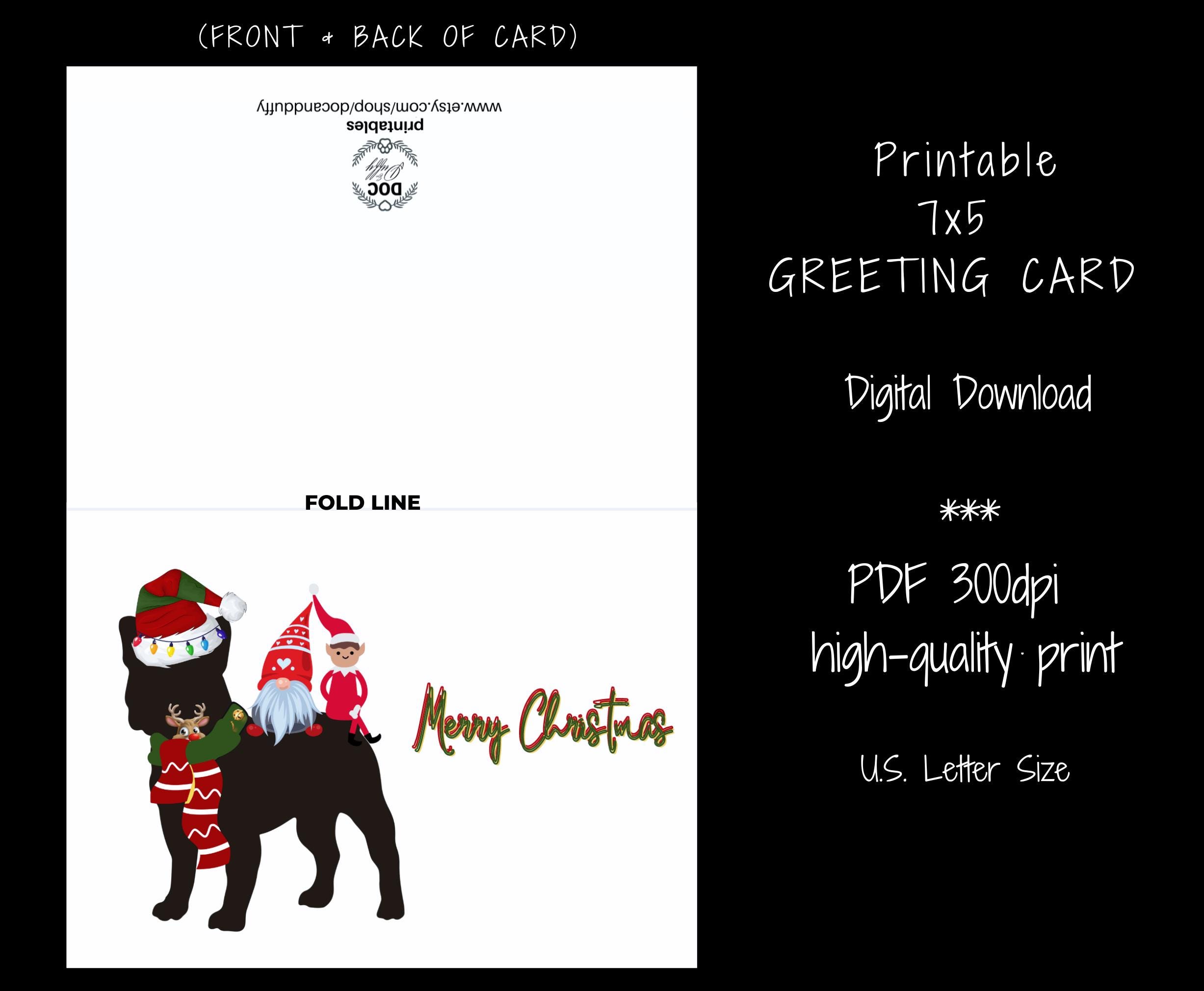 Cute Christmas Card, Pdf, Cute Holiday Card, Frenchie Greeting Card ...