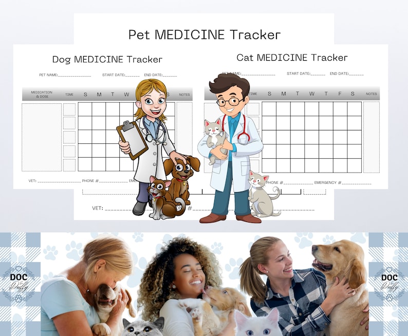 Printable Pet Medicine Tracker, Dog Medication Tracker, Cat Medication ...