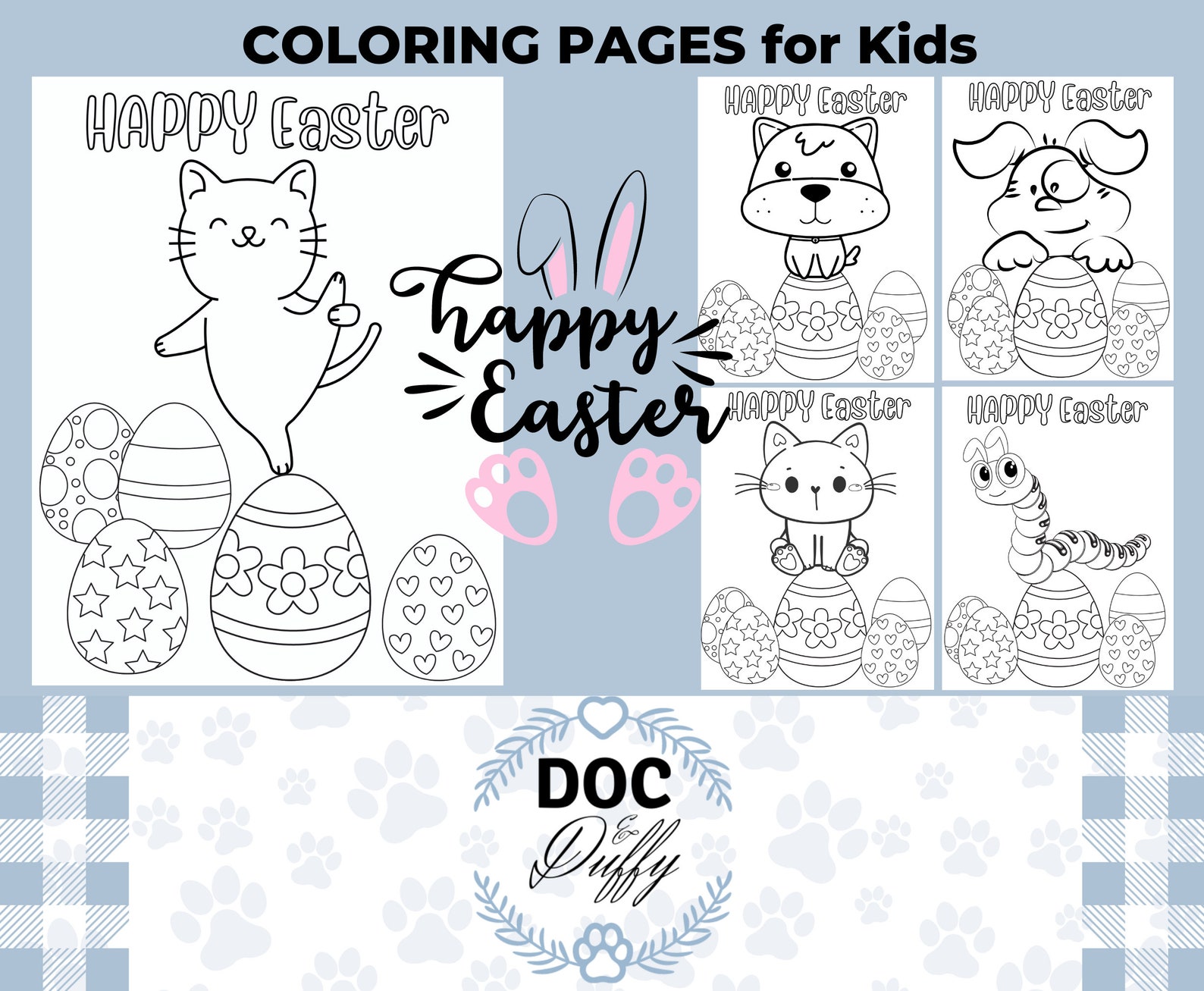 Printable Easter Coloring Pages for Kids, Easter Easy Coloring Pages ...