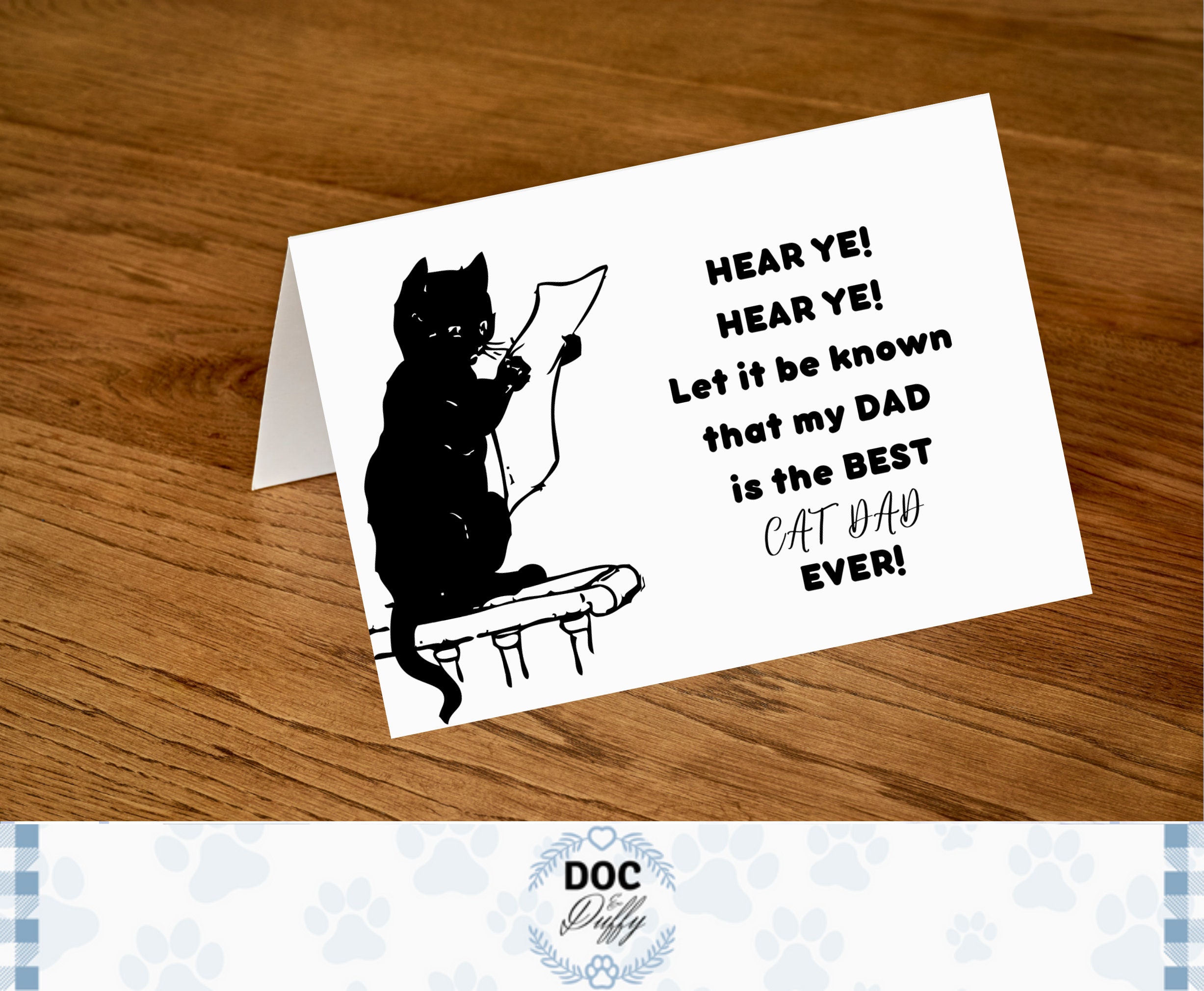 Printable Cat Dad Card, Father's Day Cat Card, From the Cat Father's ...