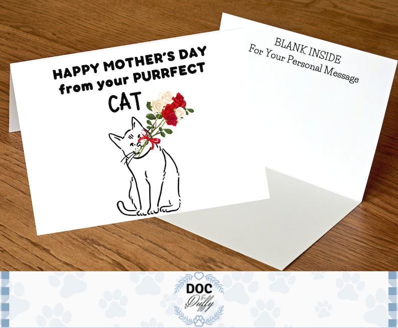 Mother's Day Card From the Cat, Printable Mothers Day Greeting Card ...