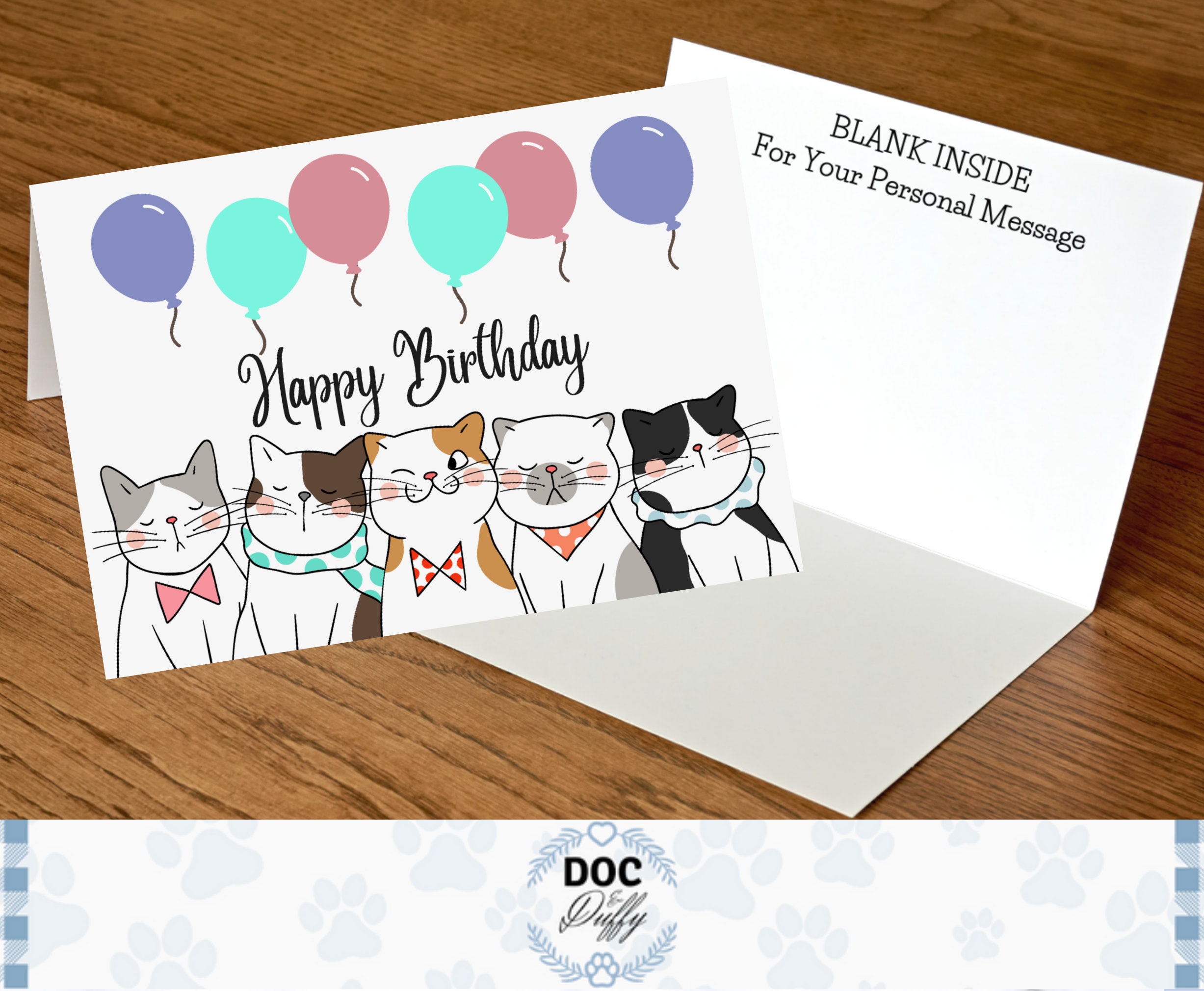 Printable Cat Card Birthday, Funny Cat Card, Cat Lovers Card, Happy ...