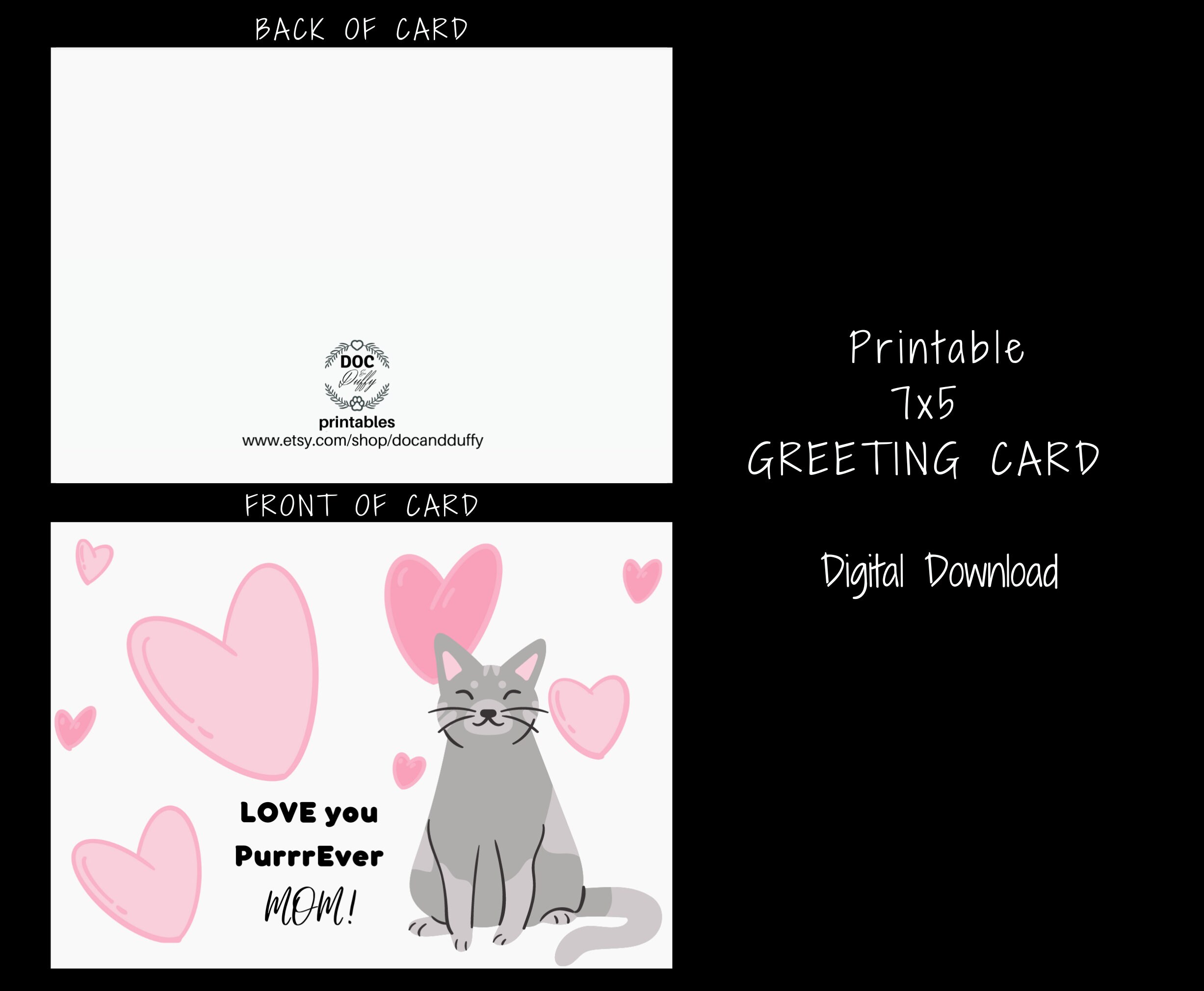 Cat Mom Mother's Day Card, From the Cat, Printable Mothers Day Greeting ...